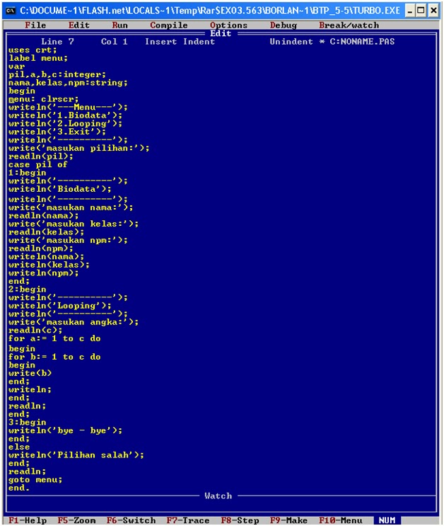 Sop Info: Label Menu pada Pascal