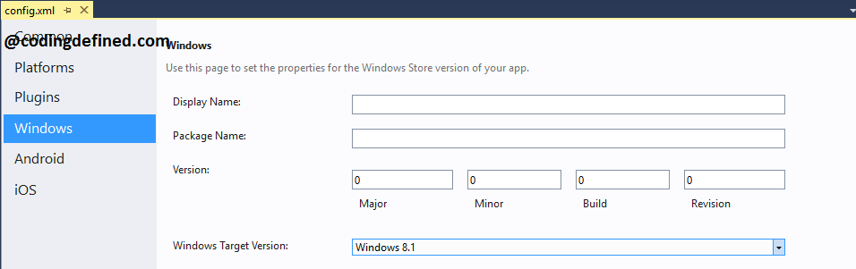 Ionic Project Configuration Using Config Xml Coding Defined
