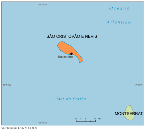 Blog de Geografia: Mapa de São Cristóvão e Névis