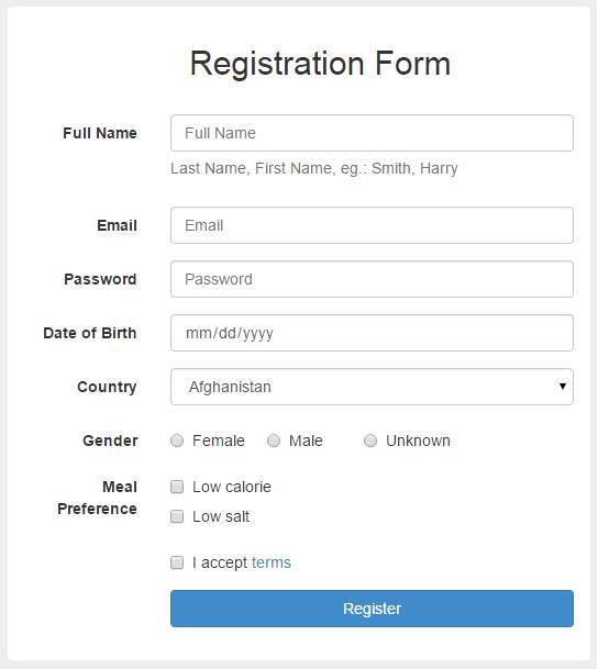 Bootstrap 3 Forms Tutorial Form Example Download