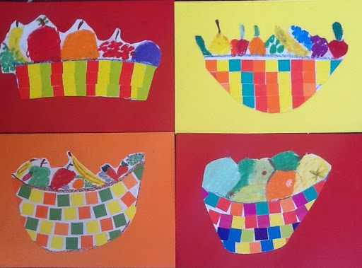 My Visual Arts Teaching 2016: Years 1 & 2: Mosaic Oil Pastel Fruit Bowl