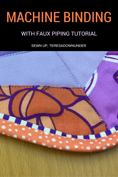 Video tutorial: Machine quilt binding with faux piping tutorial – teresadownunder.com