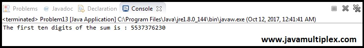 Project Euler Problem 13 First Ten Digits Of Large Sum