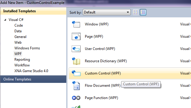 Writing A Reusable Custom Control In Wpf