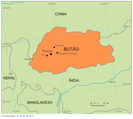 Blog de Geografia: Mapa do Butão