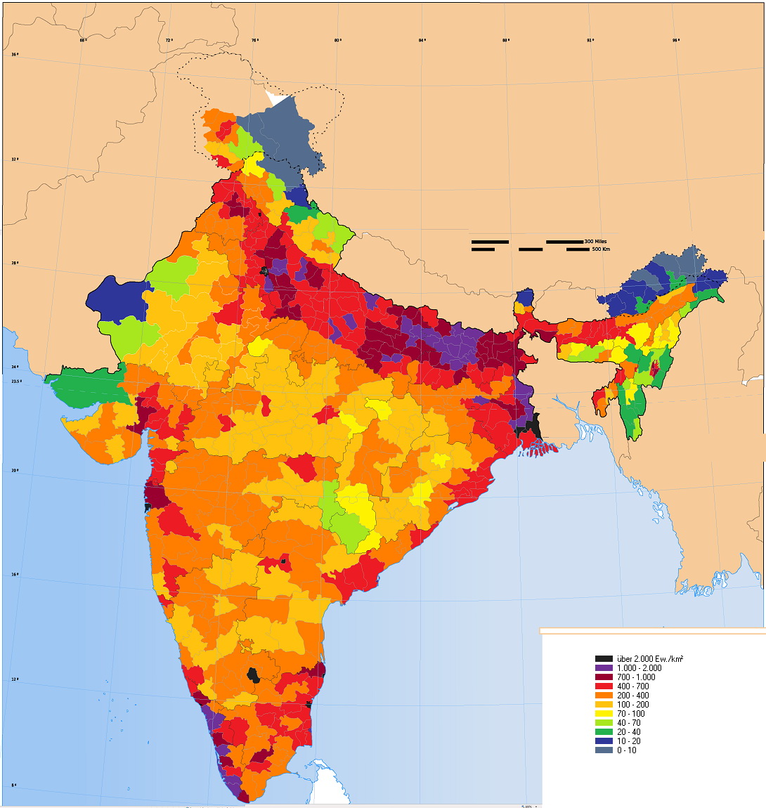 District Level Population Density Map Of India Vivid Maps