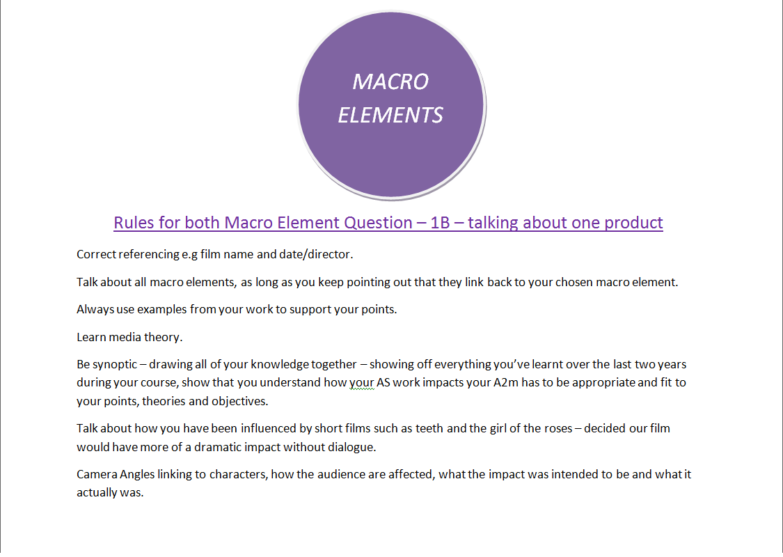 Kym's Media A2: Mind Map...For Macro Elements
