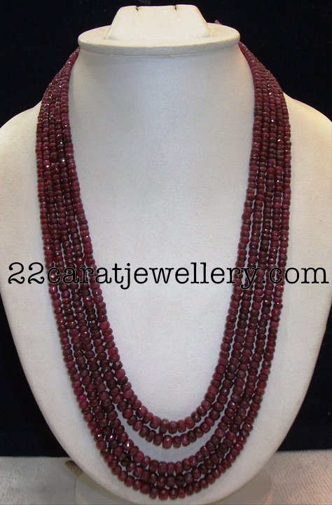 Ruby Beads Strings Jewellery Designs
