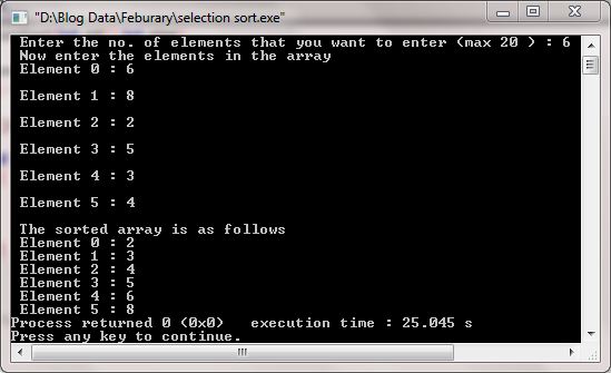 Selection Sort In C Programs
