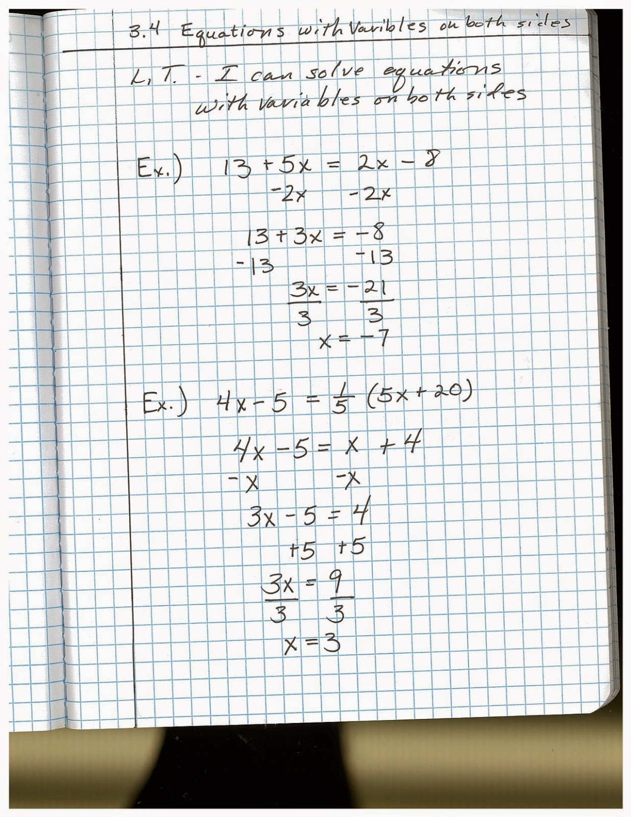 Heidemann 8th Grade Math Algebra Notes 8 27