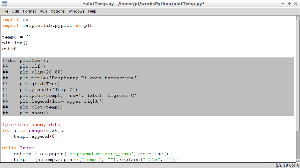 Hello Raspberry Pi Python Comment Block Of Code Using Idle