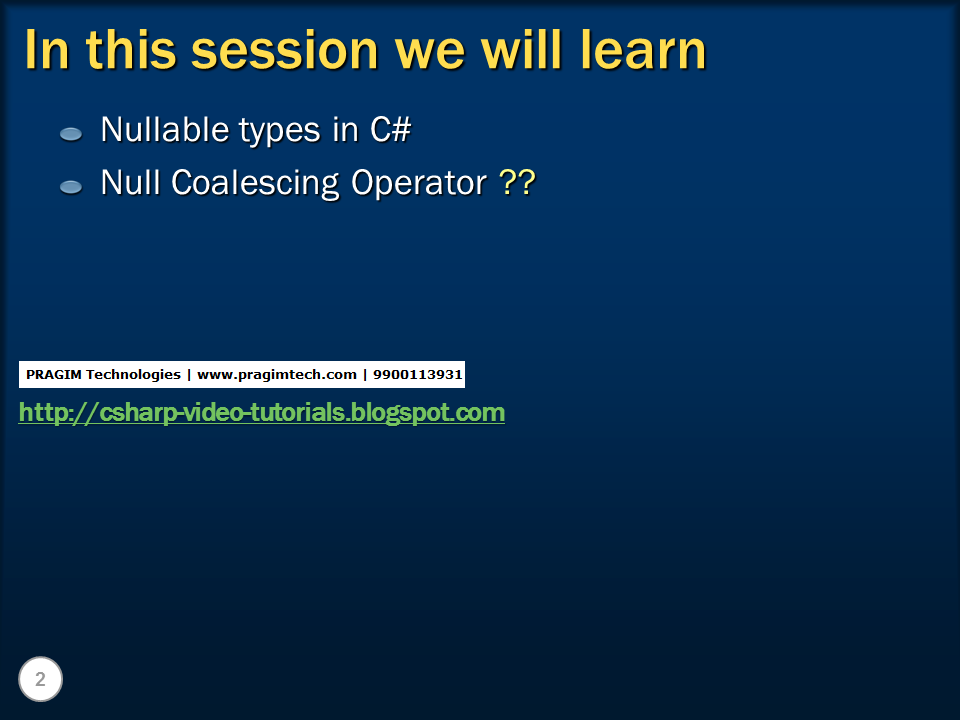 Sql Server Net And C Video Tutorial Part 6 Nullable Types In C