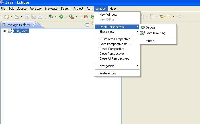 Eclipse Open Perspective