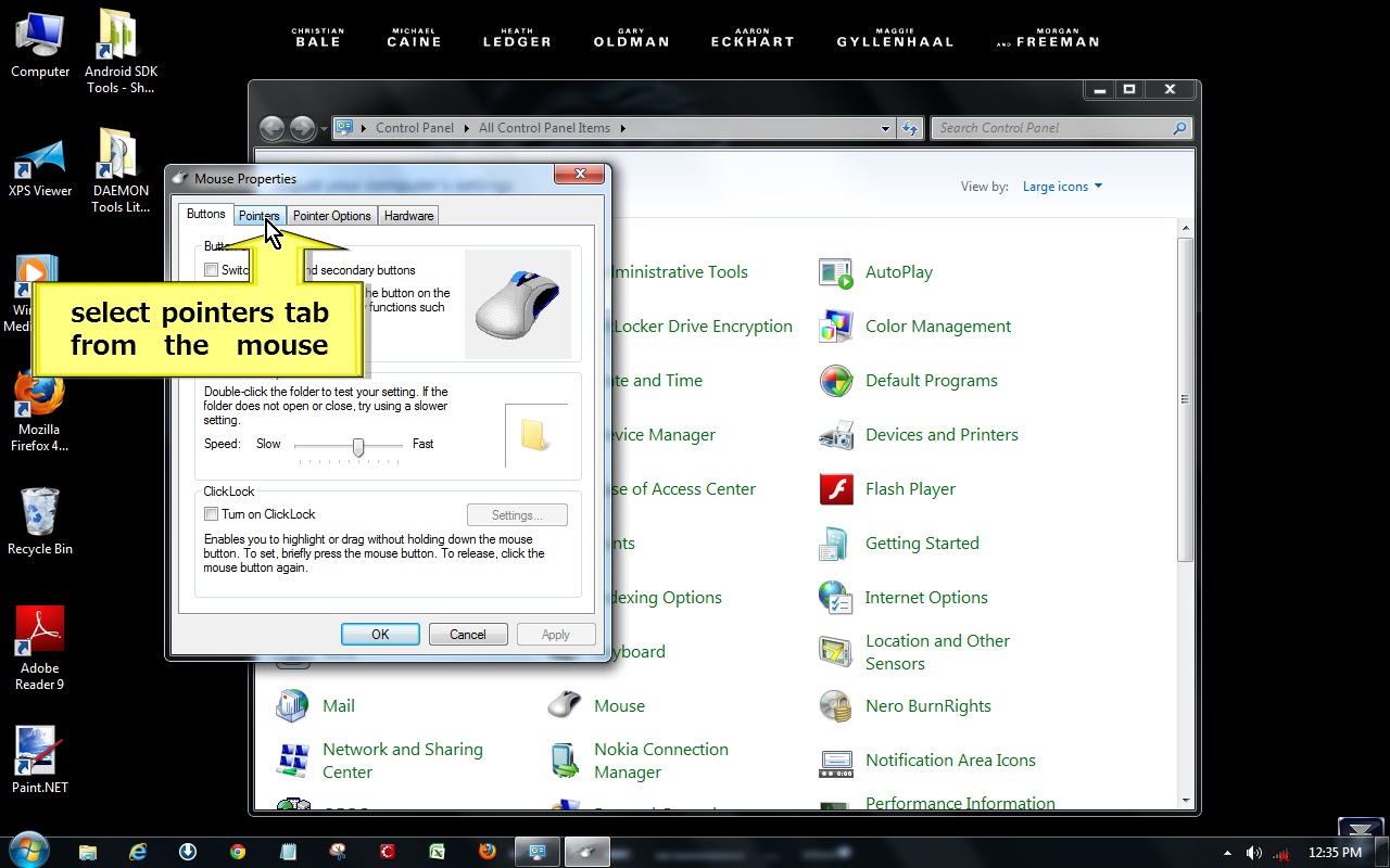 steps to change the mouse pointer | steps for daily computing