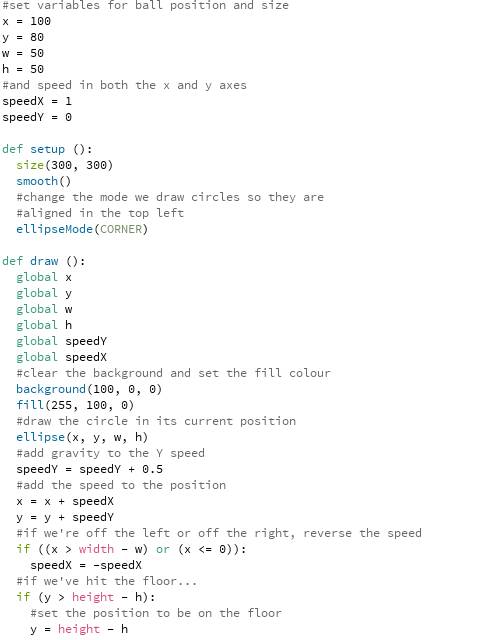 Processing In Python Mode Bouncing Ball
