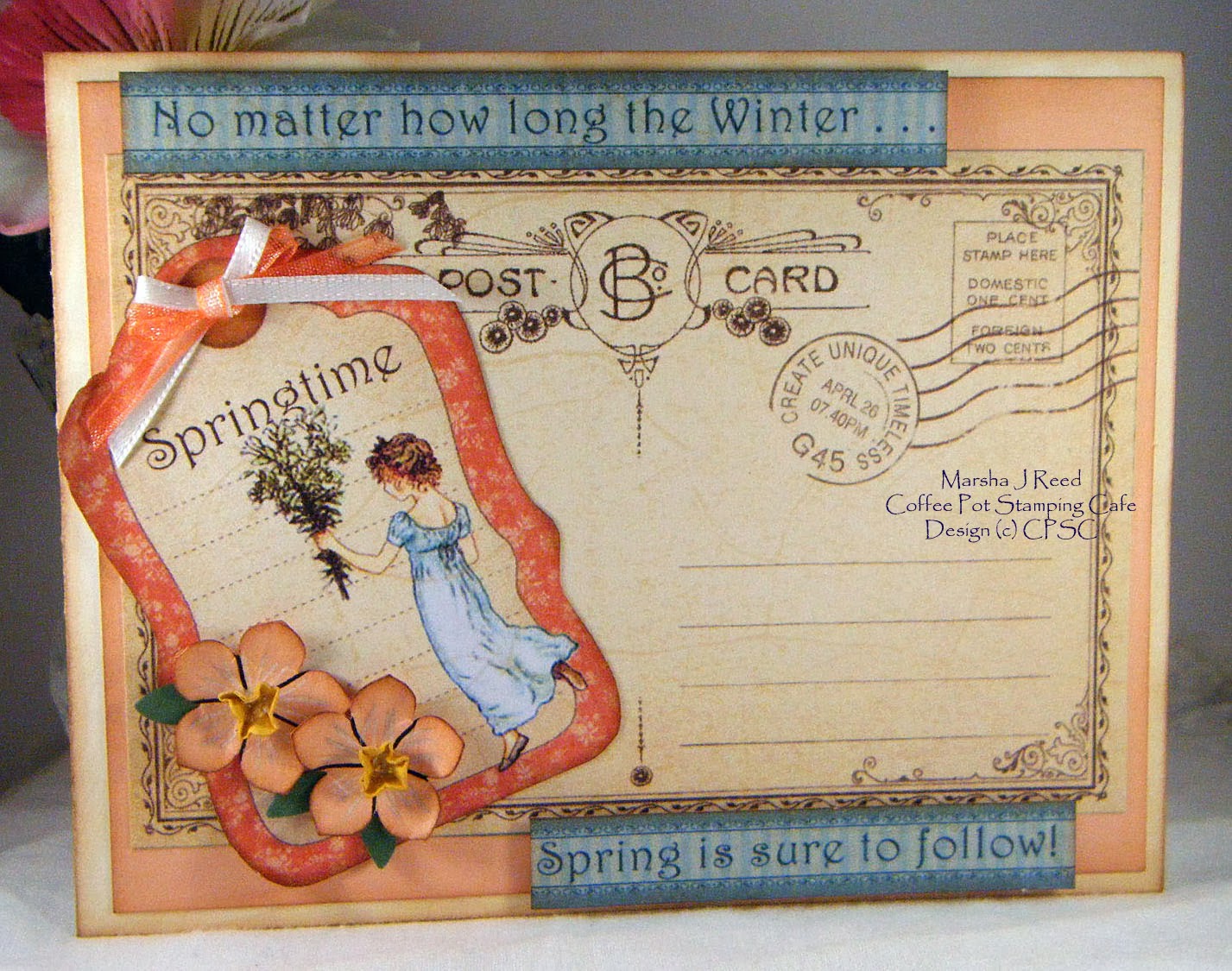 Coffee Pot Stamping Cafe Springtime