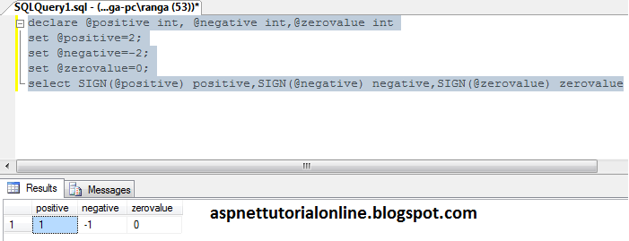 Sql Server Sign Function Syntax And Example For Integers Asp Net