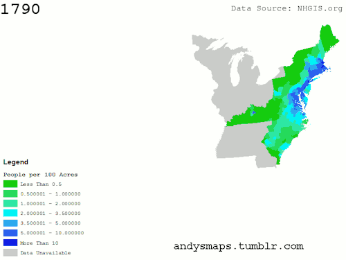 U S Population Density 1790 1860 Vivid Maps