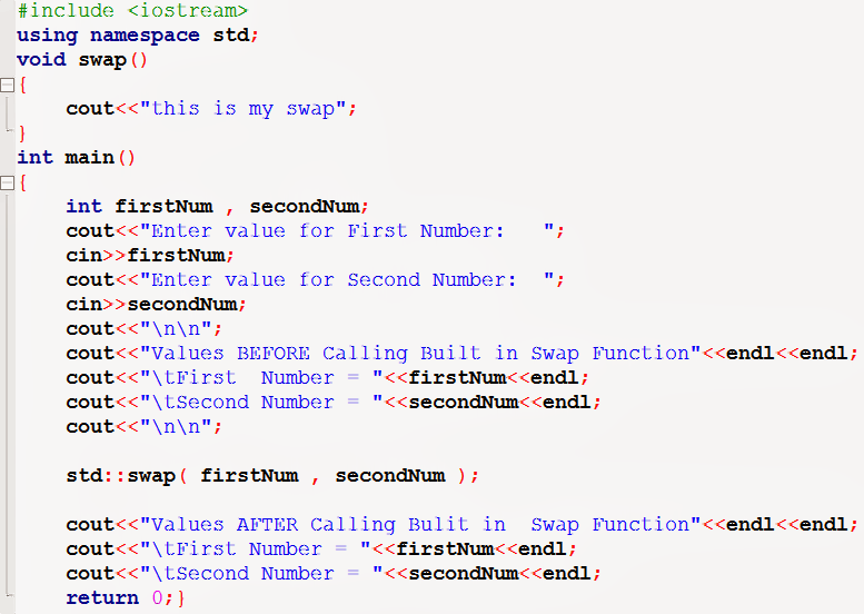 C Program To Swap Two Numbers Using Built In Swap Function From C