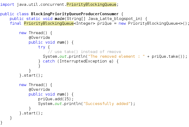 Java Latte Priorityblockingqueue In Java