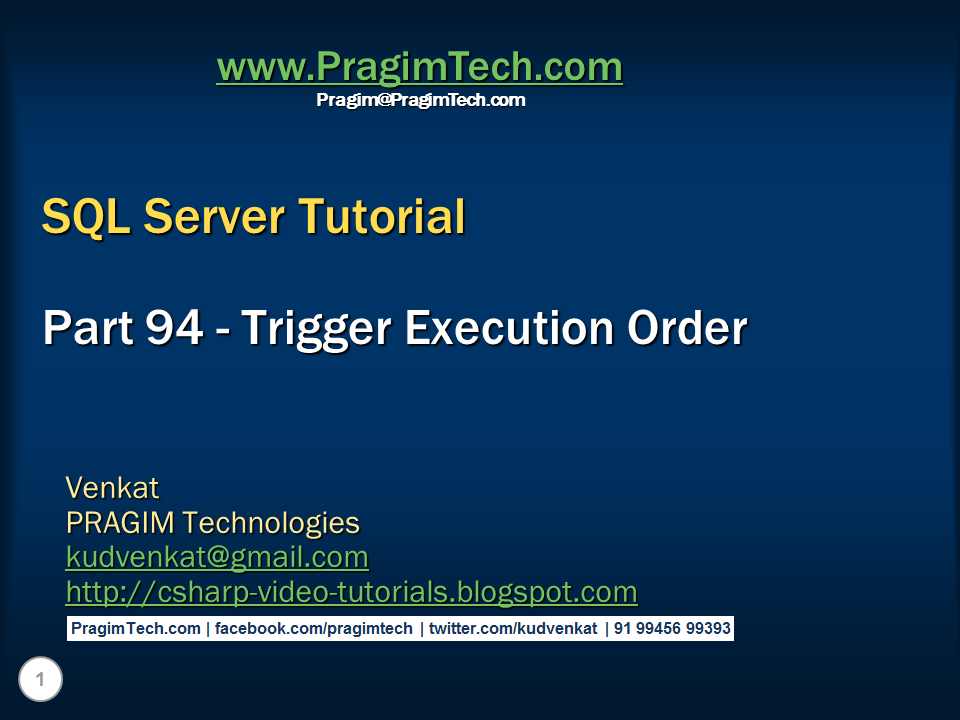Sql Server Net And C Video Tutorial Sql Server Trigger Execution Order