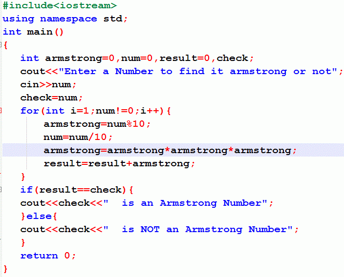Find Armstrong number in C++ with logic explanation and code dry run ...