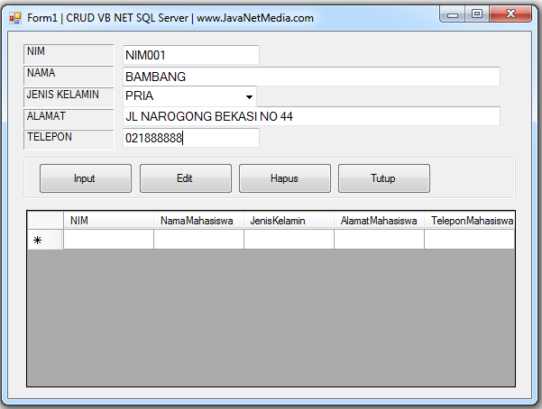Membuat CRUD VB .Net Database SQL Server