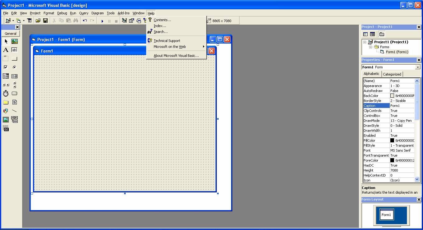 Help Menu Of Visual Basic 6 0