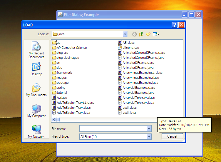 Example On Awt Filedialog Java Demos