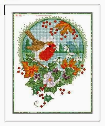 Winter Robin - Counted cross stitch patterns and charts