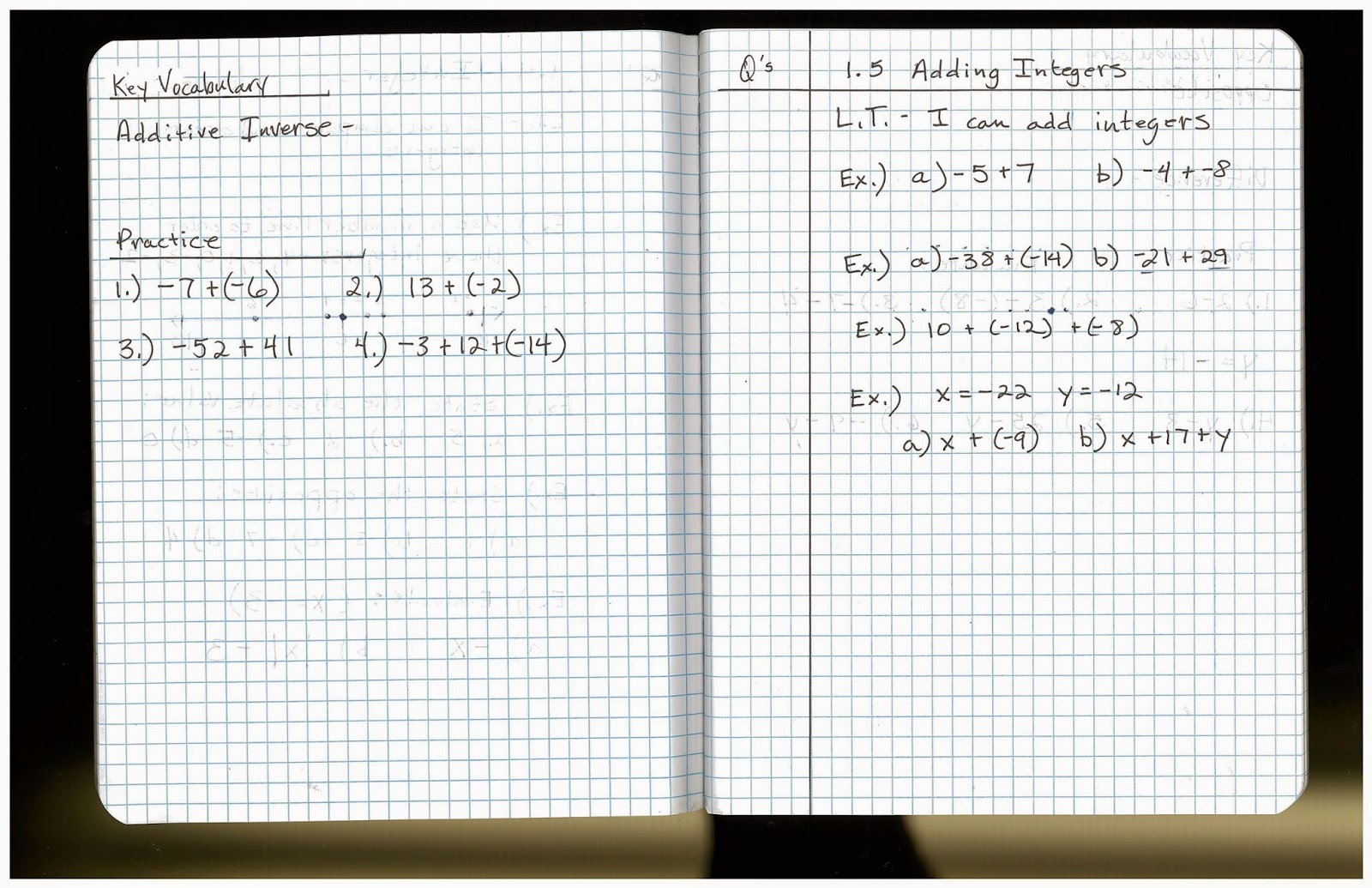 Heidemann 8th Grade Math Pre Algebra Notes And Hw Monday 9 8