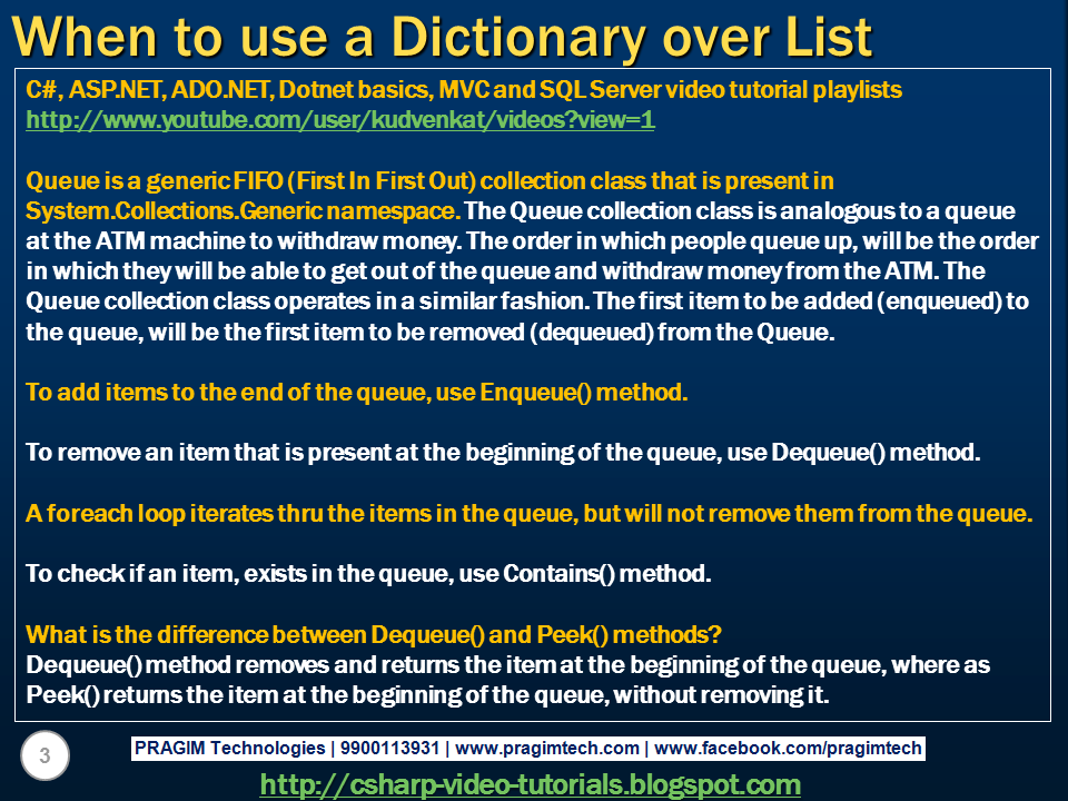 Sql Server Net And C Video Tutorial Part 82 Generic Queue