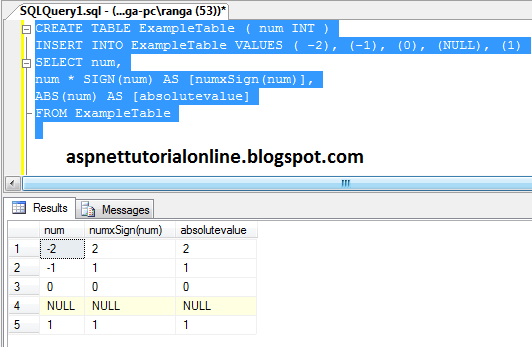 Sql Server Abs Function Syntax With Example Asp Net Examples