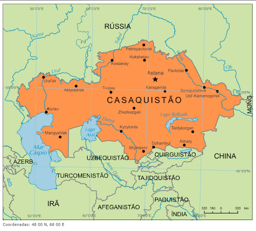 Blog de Geografia: Mapa do Cazaquistão