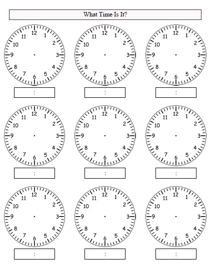 Time Worksheets For Grade 2 Printable