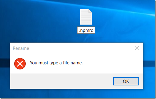 Create a .npmrc file on Windows Create a .npmrc file on Windows