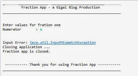 Gigal Java Fraction Calculator Example