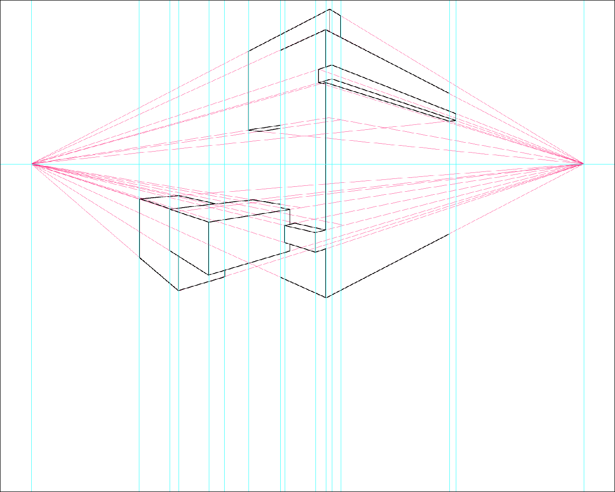 Computer Graphics Finished Two Point Perspective Cubes