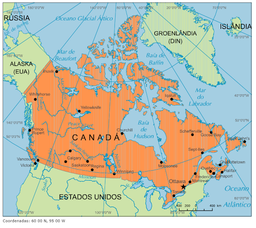 Blog de Geografia: Mapa do Canadá