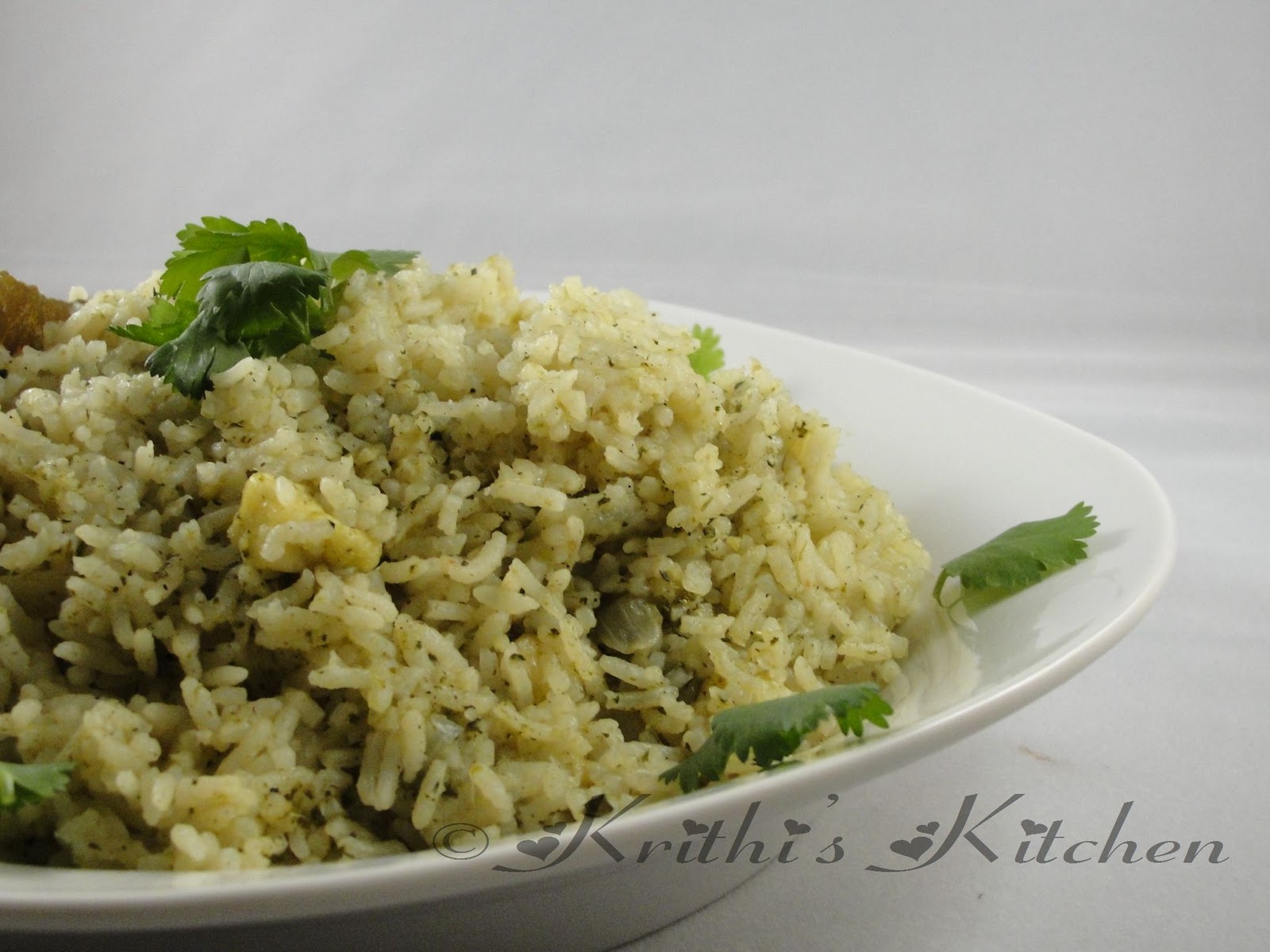 Krithi's Kitchen: Coriander Paneer Rice | Indian Rice Recipes