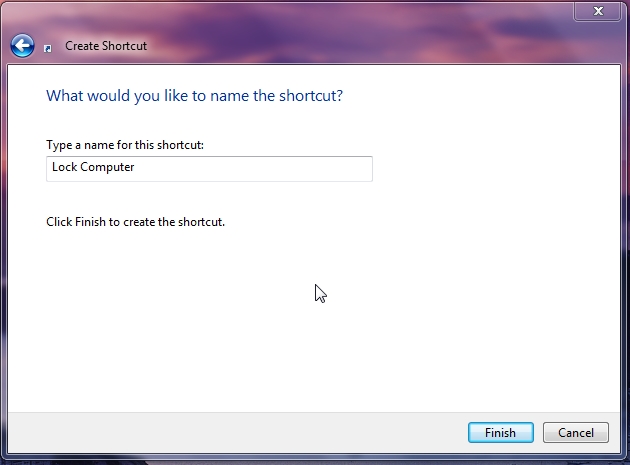 how create desktop shortcut key to lock computer just by with mouse ...