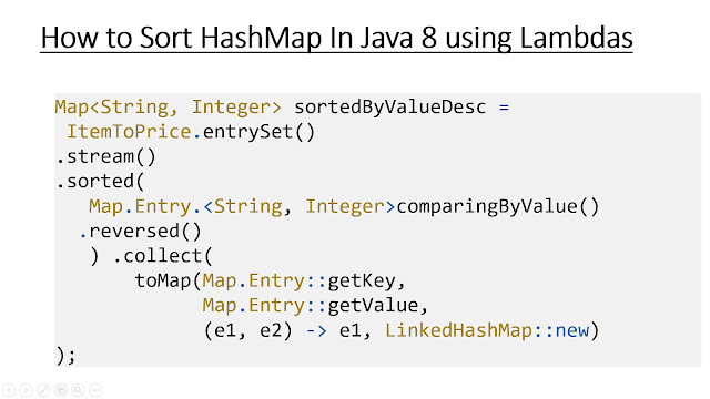 How to Sort Map by values in Java 8 using Lambdas and Stream - Example Tutorial | Java67