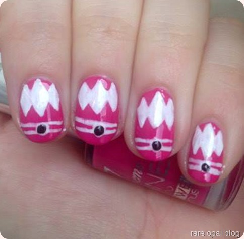 rare opal: Pink Power Rangers Nail Art
