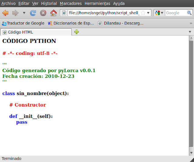 Script para pasar código Python a HTML