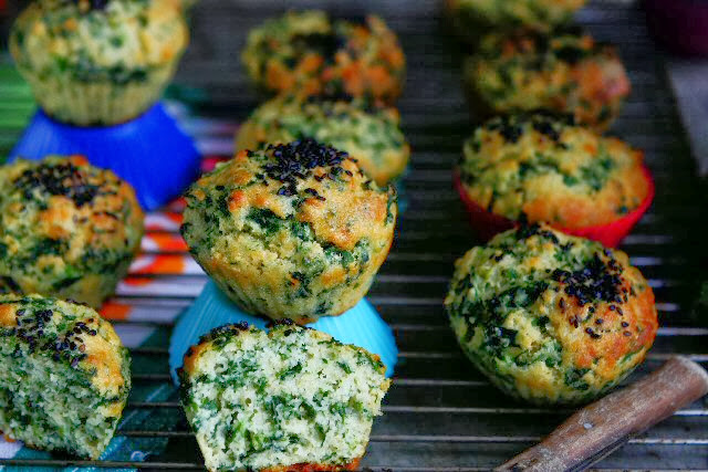 Kale Muffins with Kamut and Spelt