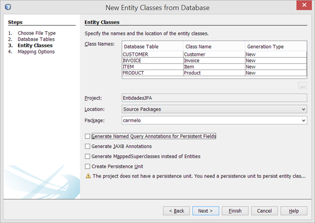 Generar Entidades JPA con Netbeans