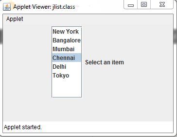 Learn Java Program For Jlist