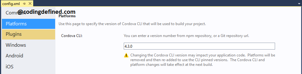 Ionic Project Configuration Using Config Xml Coding Defined