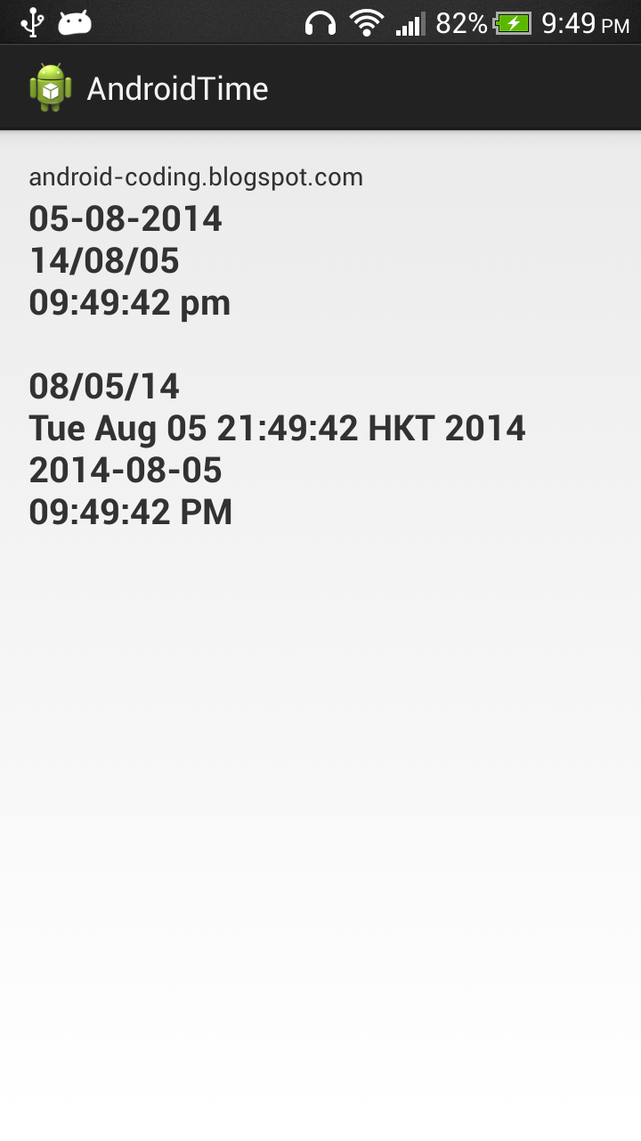 App Android Code Display Formatted Date Time Using String Format