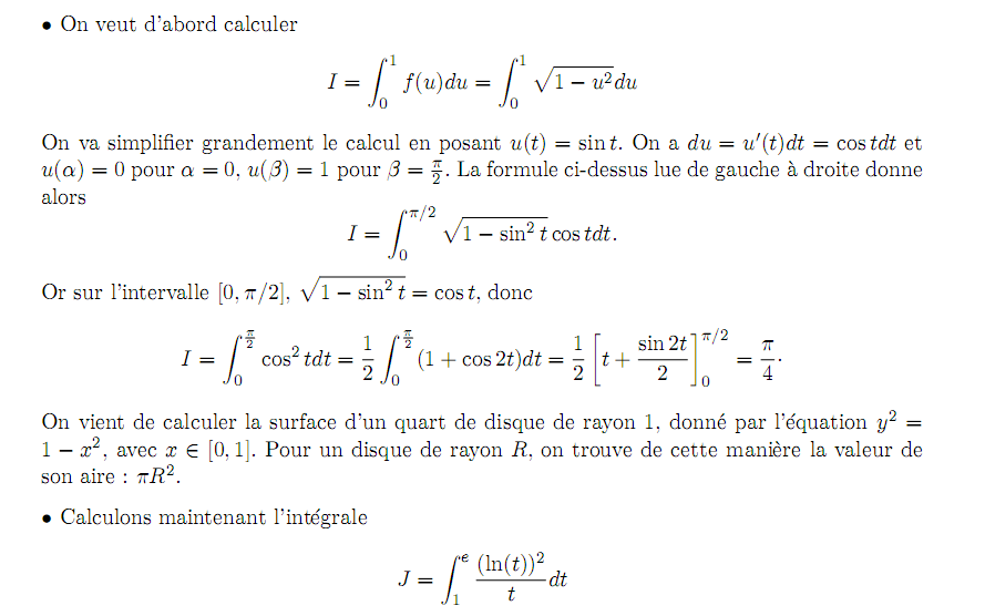 Intégration Par Changement De Variable